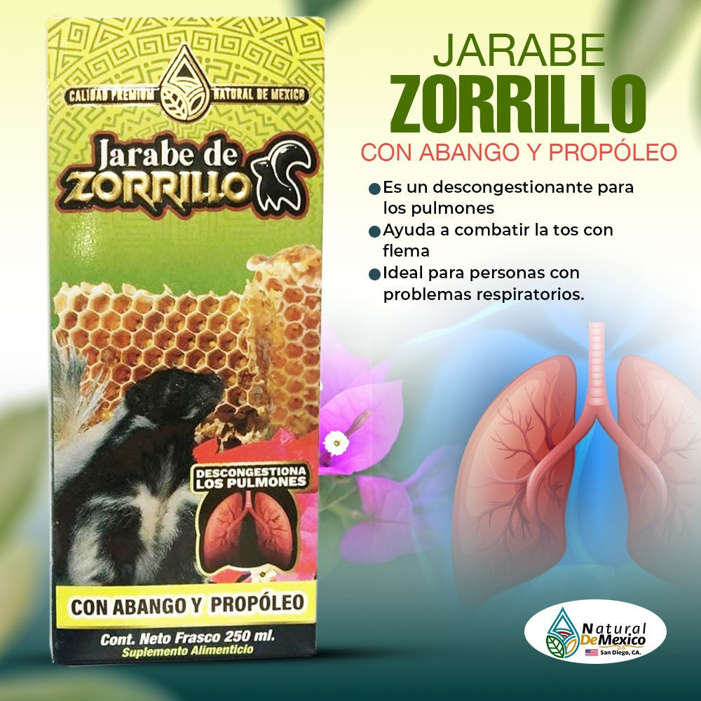 Jarabe de Zorrillo con Abango y Propoleo 250ml Tos y Flemas Descongest ...